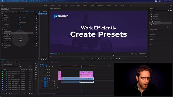 Create Presets from Effects and Transitions - Film Impact